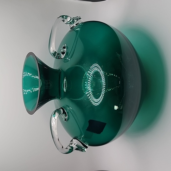 Accents | Transparent Green Glass Blenko Like Vase With Clear Glass ...